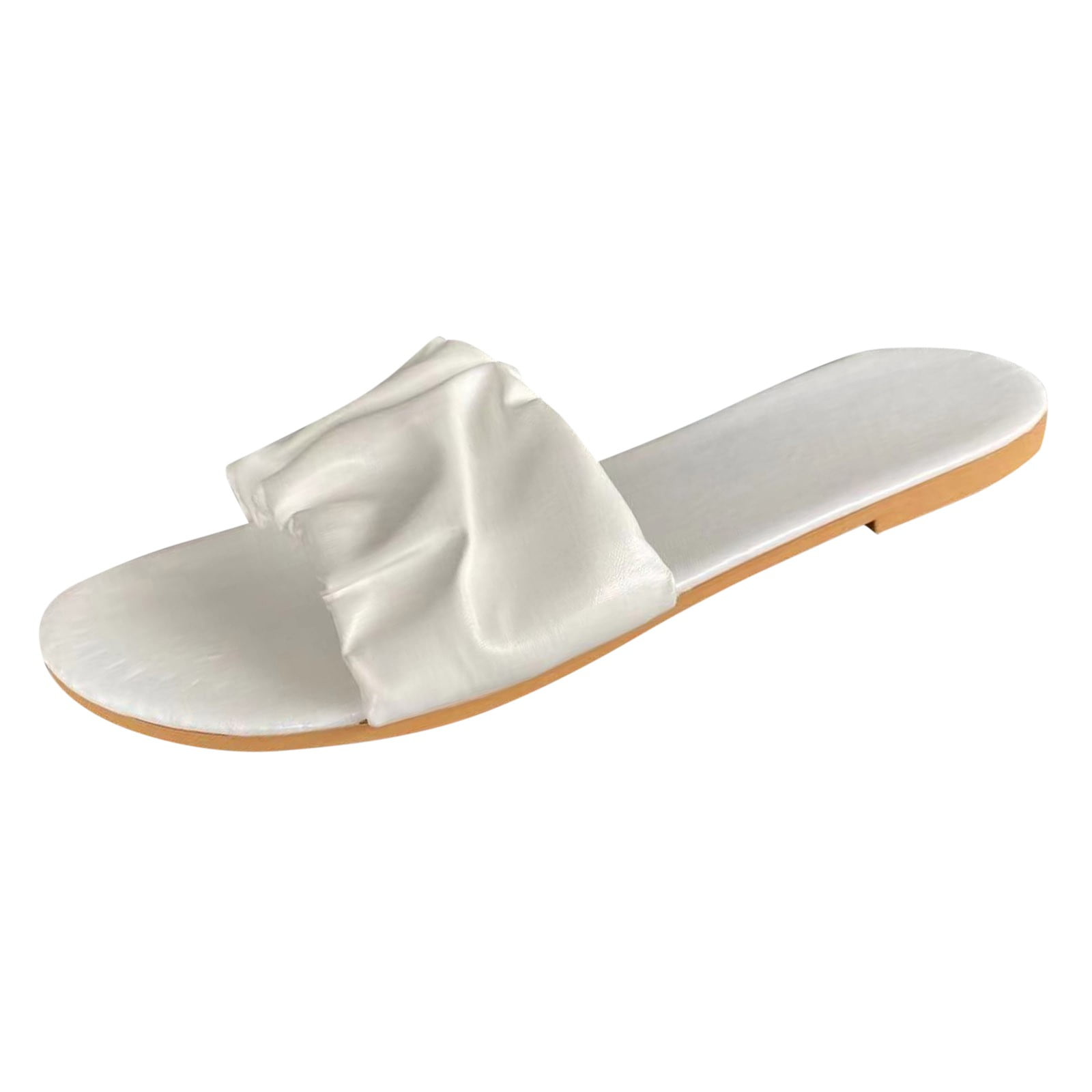 GERsome Women's Wrinkle Strappy Slides Flat Sandals Open Toe Slipper ...