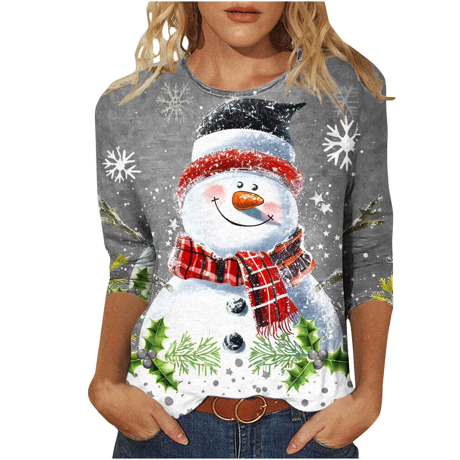 GERsome Womens Christmas Tops Women's Cute Xmas Snowman Shirts Funny ...