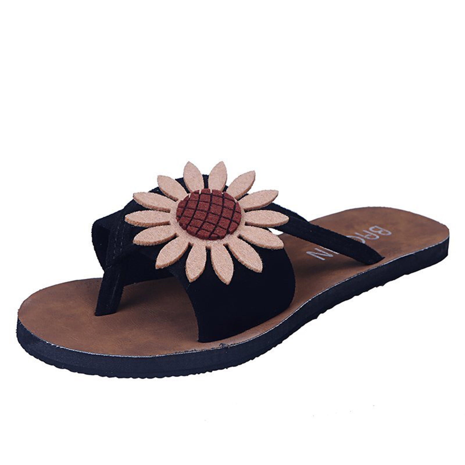 GERsome Womens Comfort Thong Style Flip Flops Sandals Suede Flower Flip ...