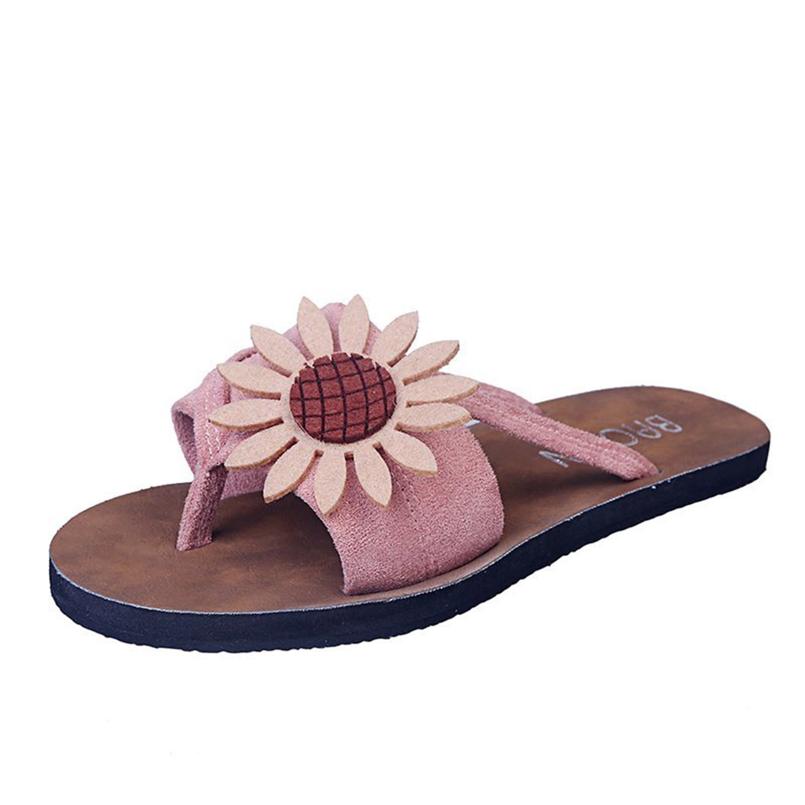 GERsome Womens Comfort Thong Style Flip Flops Sandals Suede Flower Flip ...