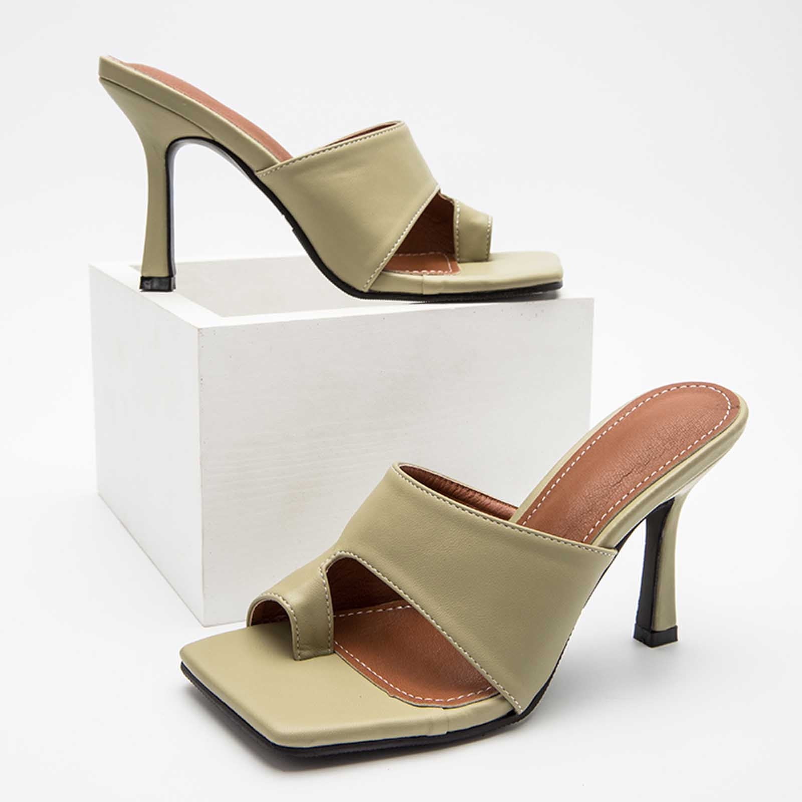 GERsome Womens Heels Sandals Square Open Toe Flip Flops Criss Cross ...