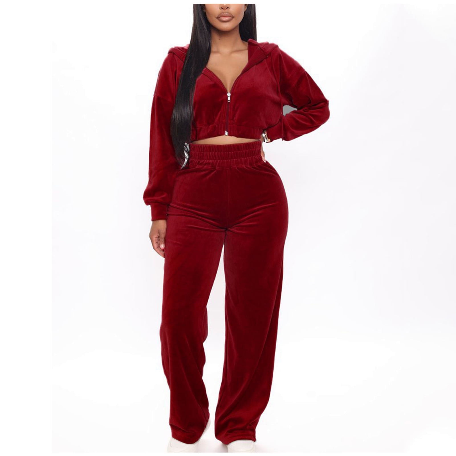 GERsome Womens Jogging Suits Sets Running Velour Outfit Zipper Warm Up ...