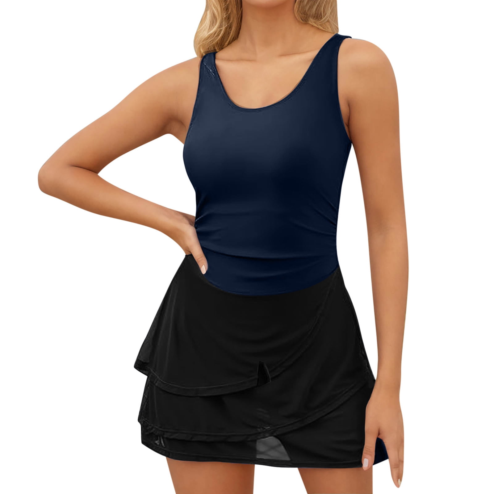 GERsome Womens One Piece Swim Dress Swimsuit Tummy Control Mesh U Back ...