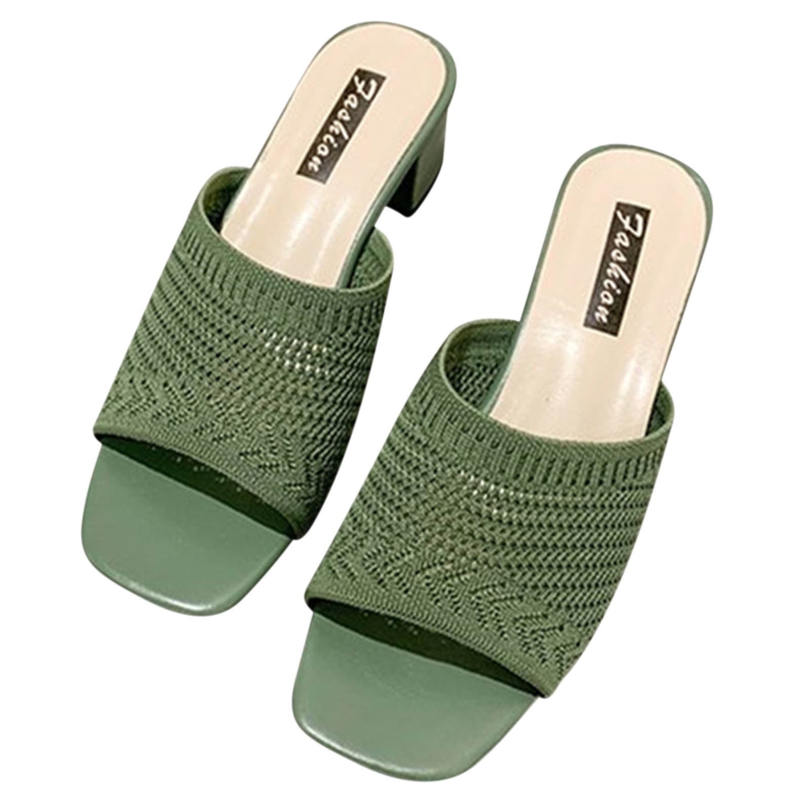 GERsome Womens Sandals Chunky Heels Backless Square Open Toe Slip on ...