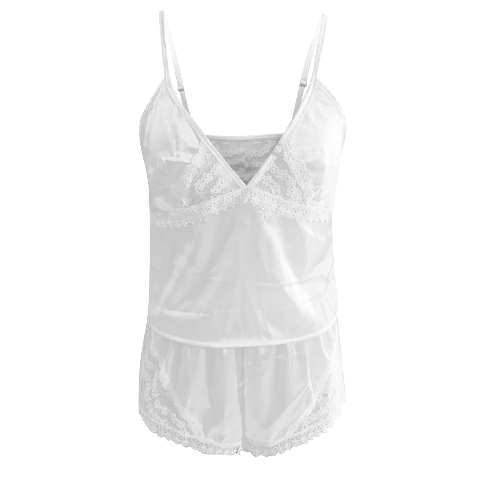 Gersome Womens Sexy Lingerie Satin Sleepwear Cami Shorts Set Soft Sleep Pjs 2 Piece Nightwear