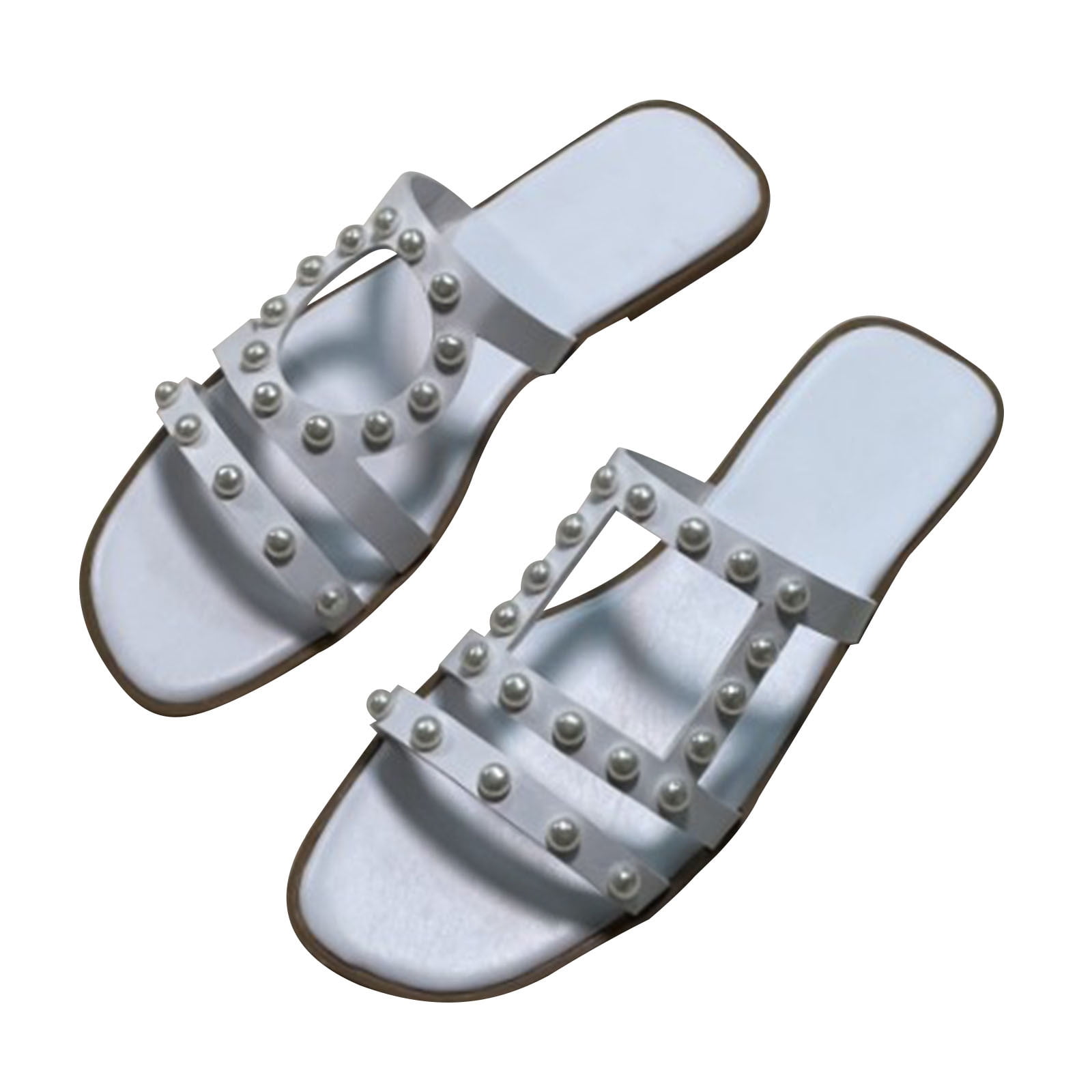 GERsome Womens Summer Square Open Toe Flat Sandals Casual Summer Sandal ...