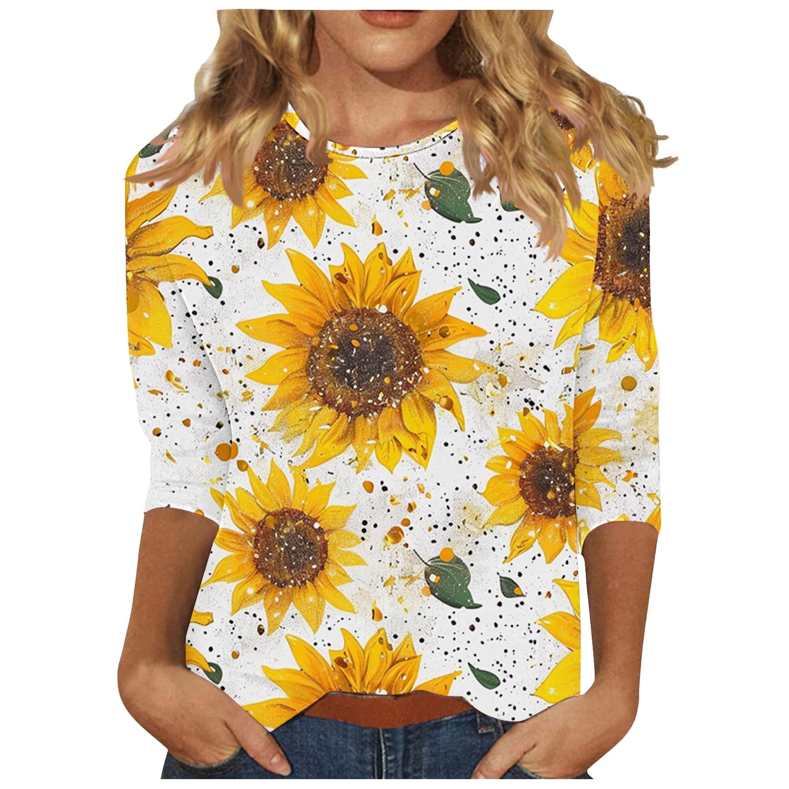 Falechay Womens Summer Tops Crewneck Short Sleeve Women's Ribbed Tunic ...