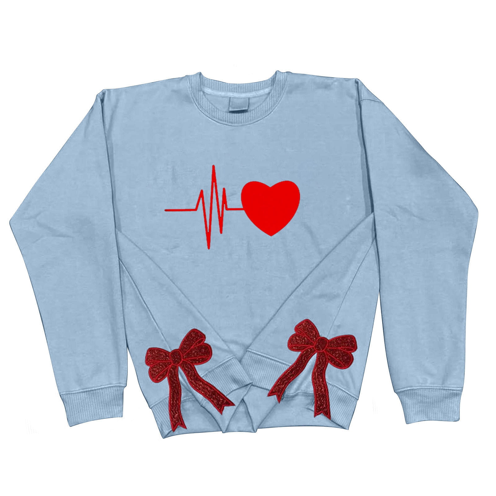 GERsome Womens Valentine's Day Sweatshirt Love Heart Pattern Long ...