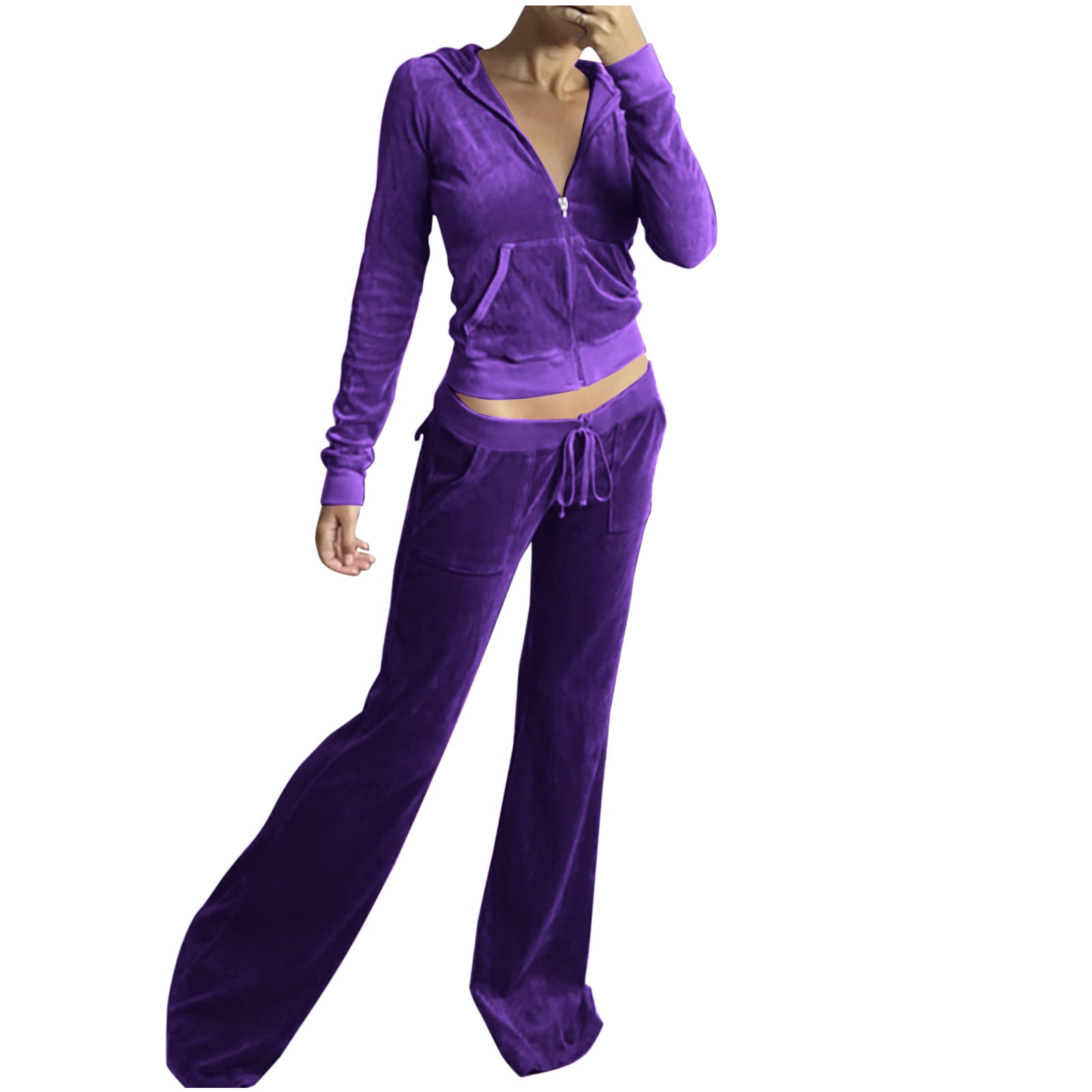 GERsome Womens Velour Sweatsuits Tracksuit 2 Piece Outfits Casual ...
