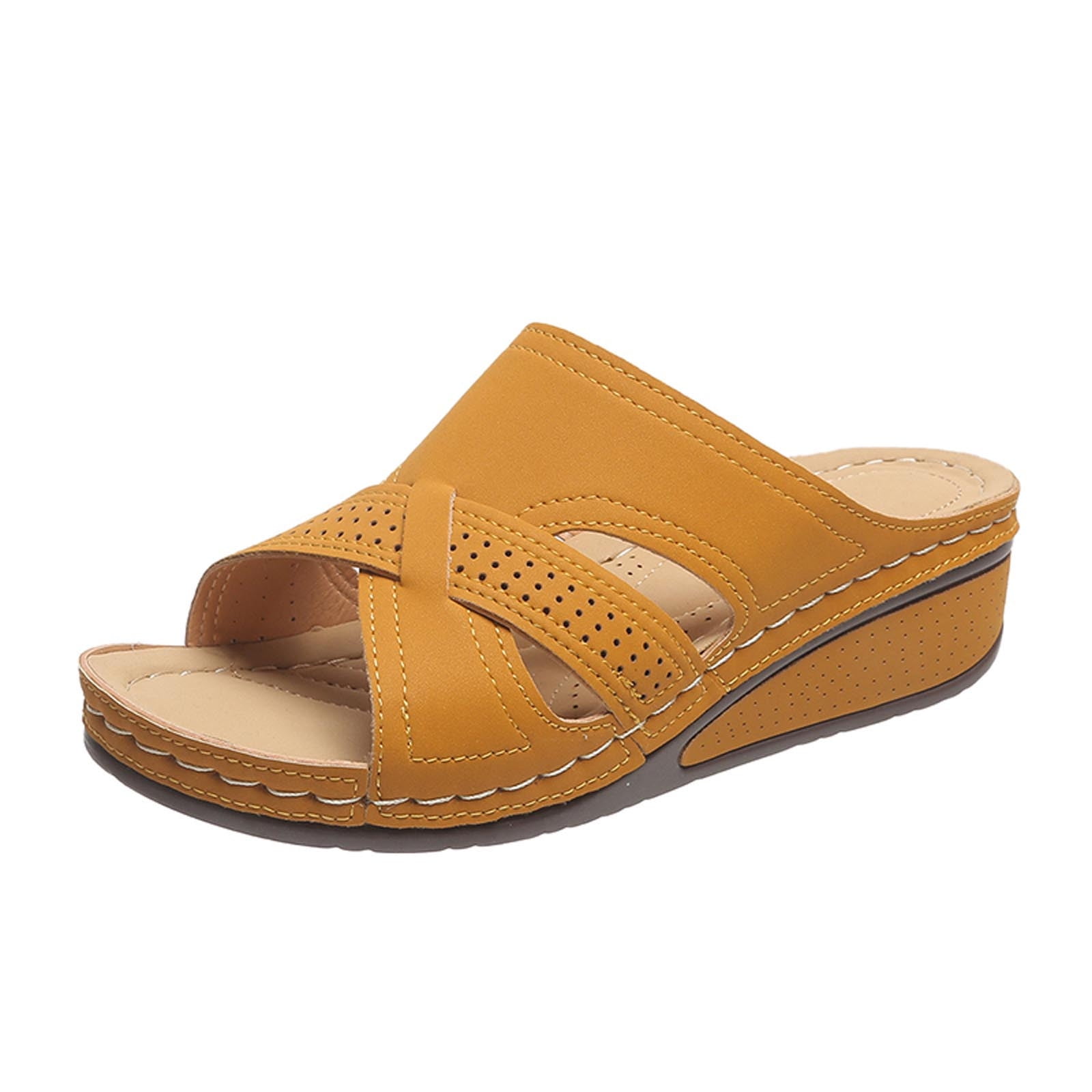 GERsome Womens Vintage Wedge Sandals Fish Mouth Open Toe Arch ...