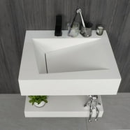 MEDUNJESS 21'' Stone Resin Bathroom Vessel Sink Rectangular Modern Above Counter Bathroom Sink ...