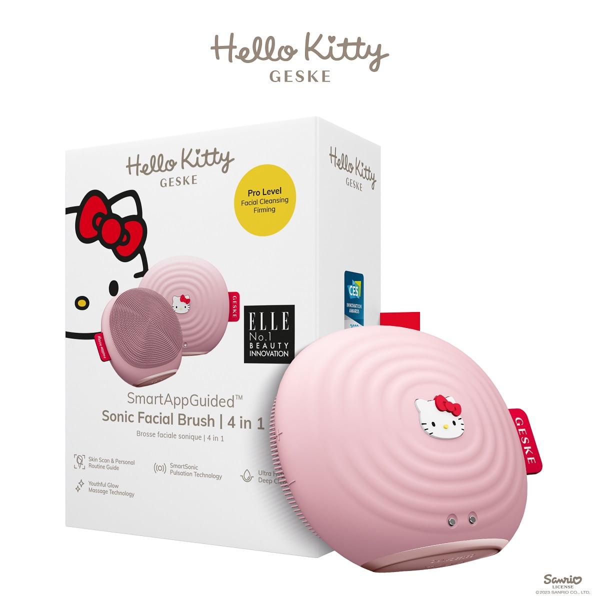GESKE Hello Kitty Pink Sonic Facial Brush 4 in 1 4099702004443 ...