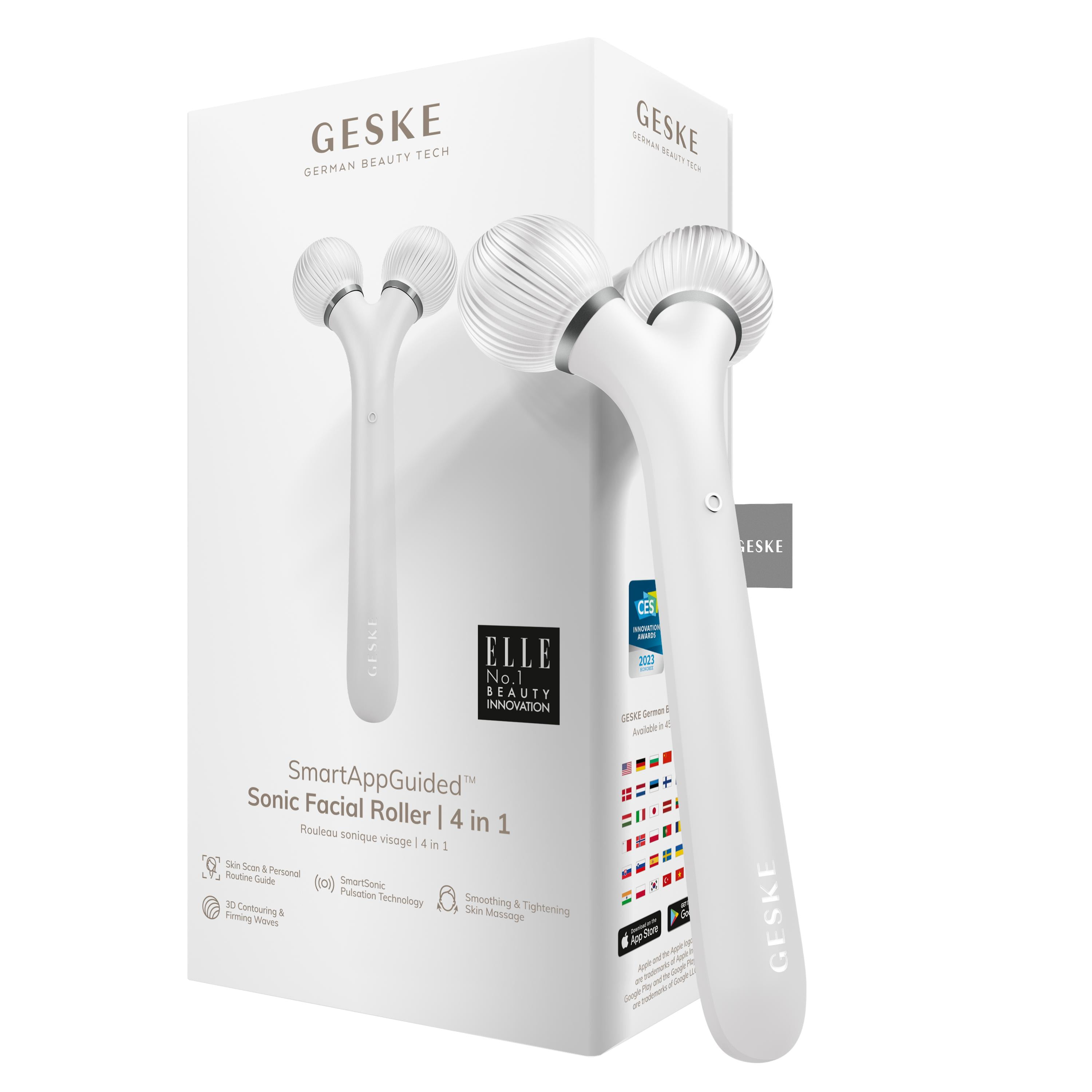 GESKE SmartAppGuided™ Sonic Facial Roller | 4 in 1 | Derma Roller ...