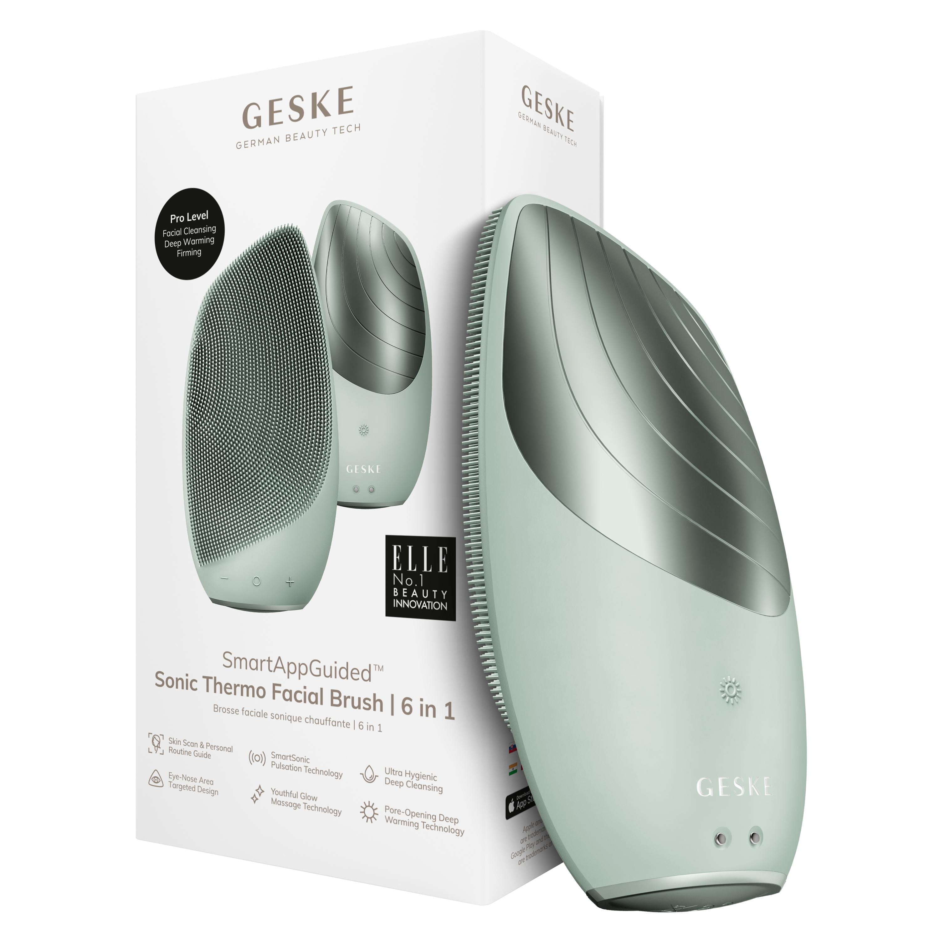 GESKE SmartAppGuided™ Sonic Thermo Facial Brush | 6 in 1 | Skin ...