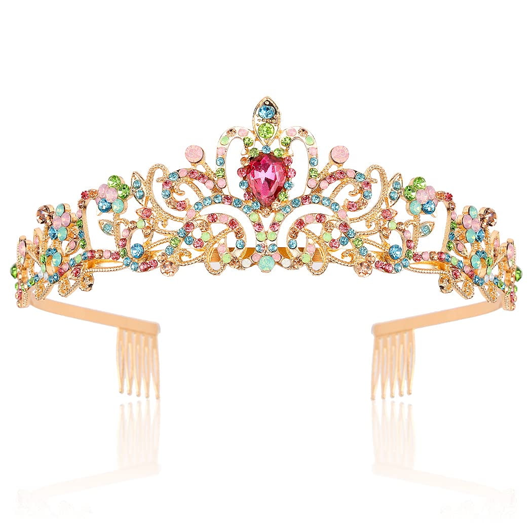GET IT 13 Multicolor-Rose Red-Didder Silver Crystal Tiara Crown ...