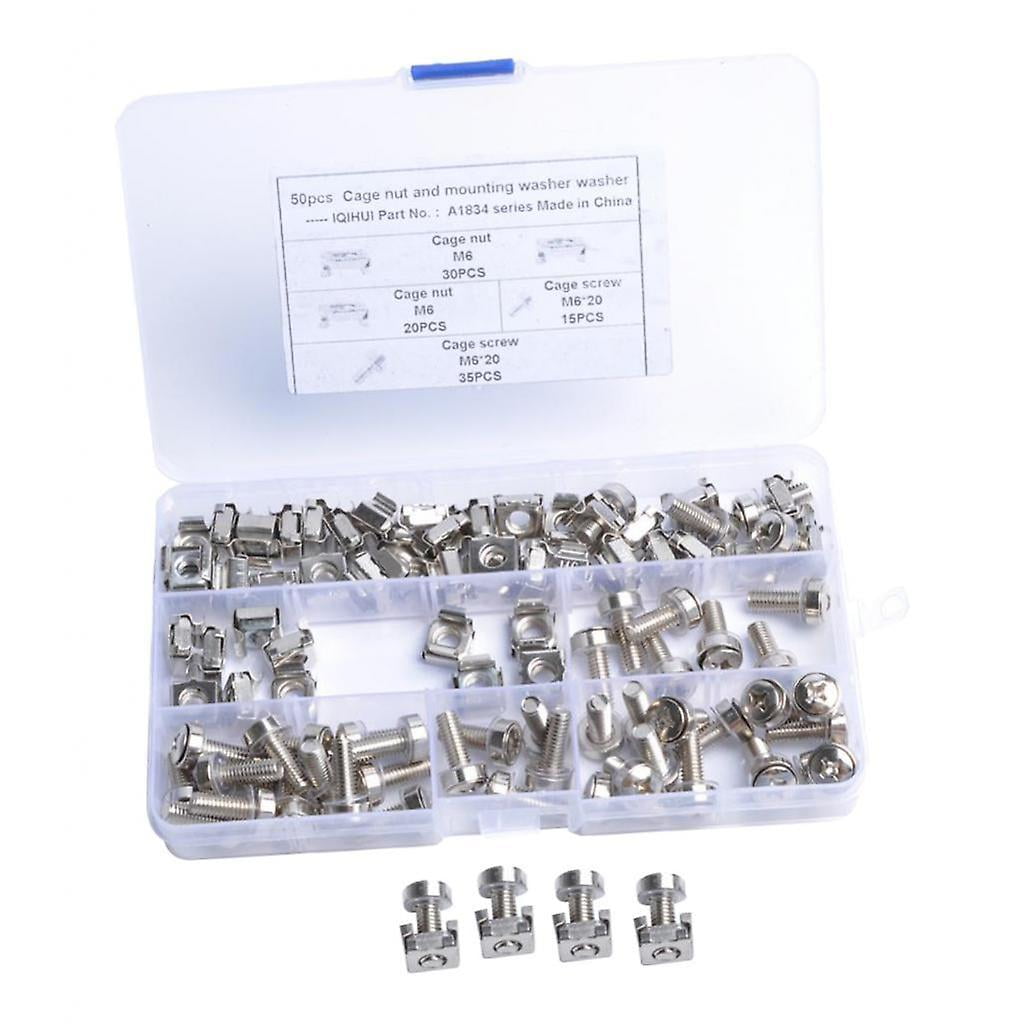 GET IT 50 Pack Lot - M6*20 Rack Mount Cage Nuts & Screws W/ Washers ...