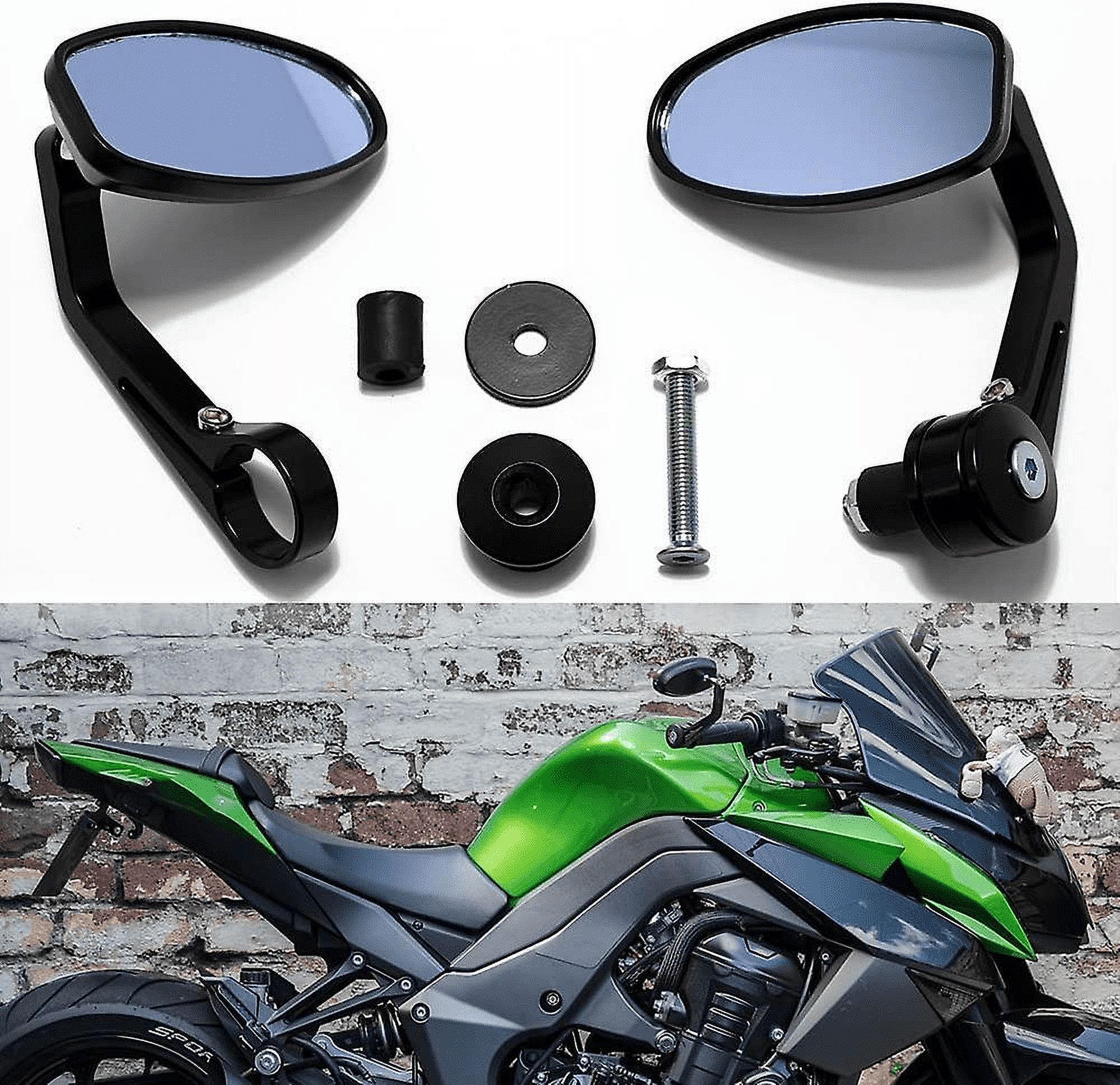 GET IT Black 7/8""22mm Round Motorcycle Mirrors Bar End Handlebar Fender Mirrors compatible ...