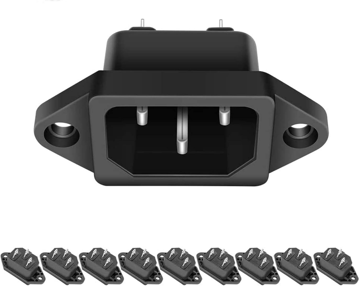GET IT US 10 Pack AC 250V 10A IEC 320 C14 Panel Mount Plug Adapter ...