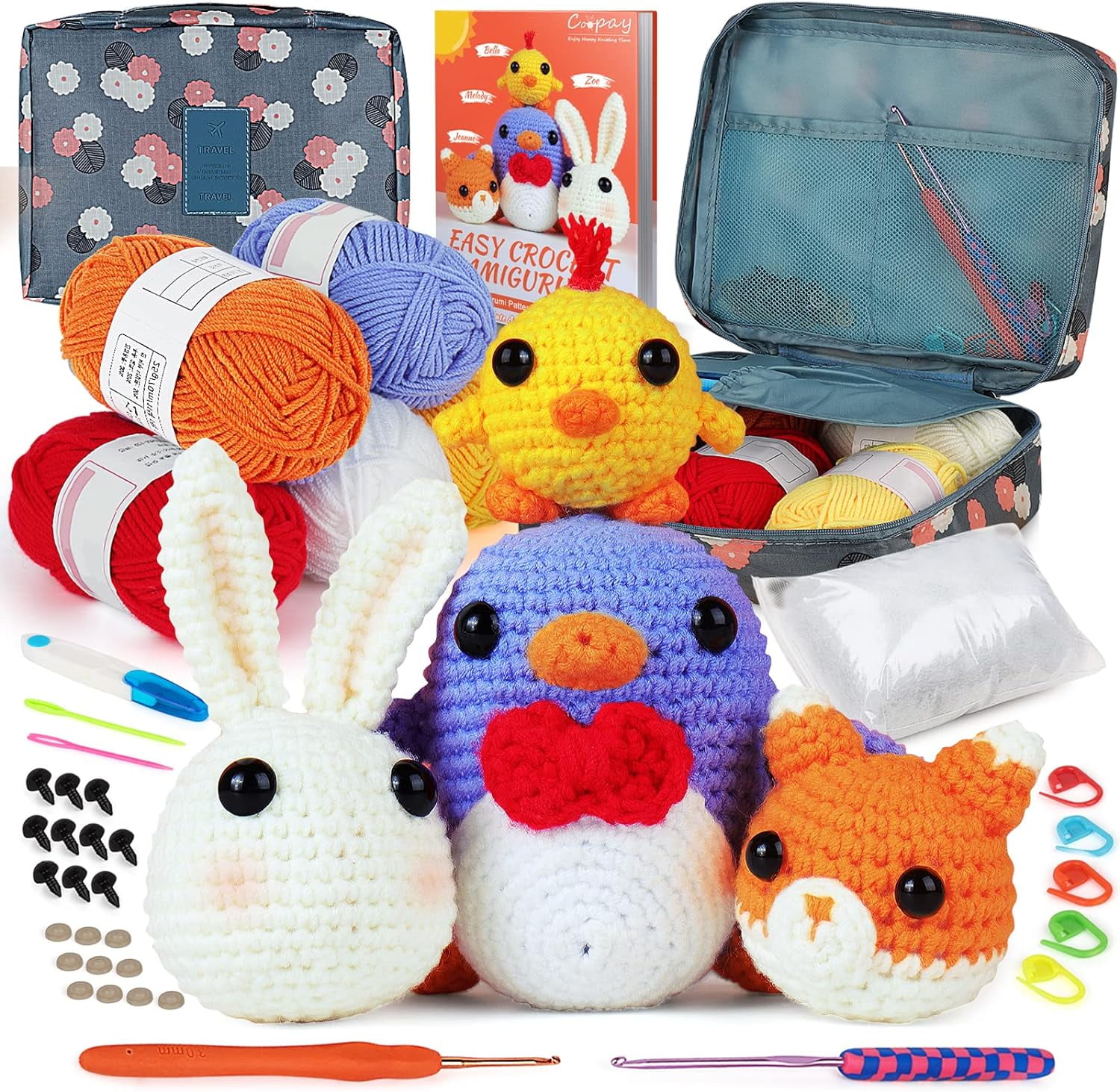 GET IT US 4 In 1 Animal Kit-Coopay Crochet Kit Beginners Crochet Set ...