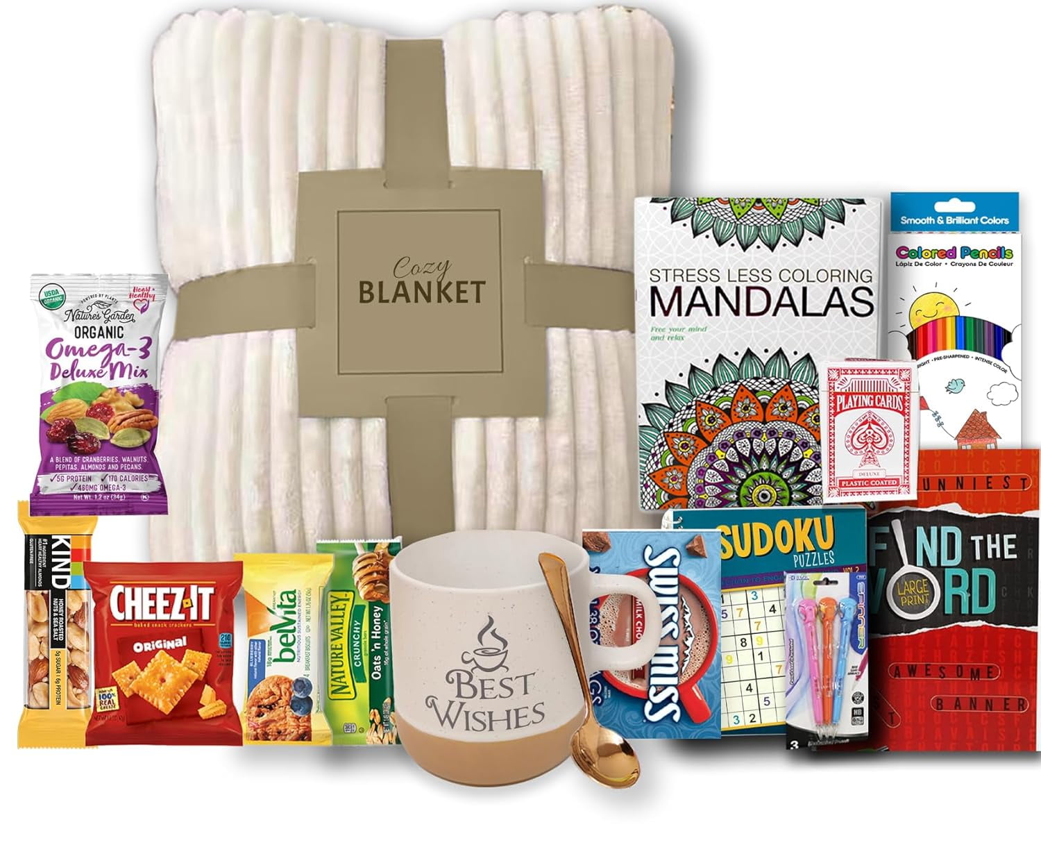 GET WELL SOON Gift basket Art set kit gift with Blanket | Home ...
