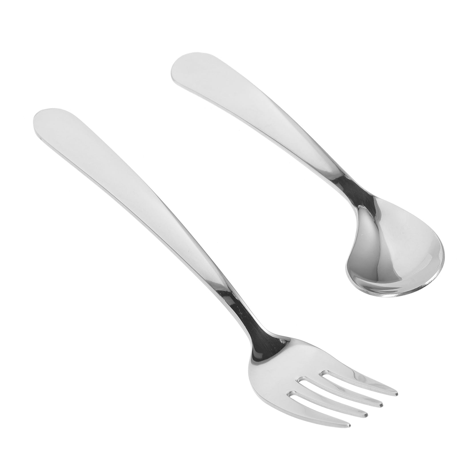 GETAJGHSD 1 Set Food Feeding Angled Spoon Fork for Elderly in Silver ...