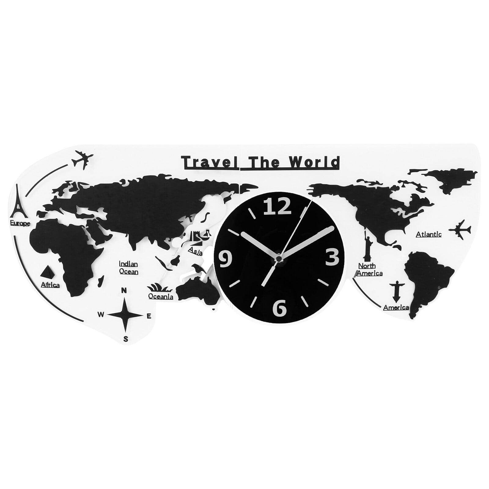GETAJGHSD 1 Set Large World Map Clock Square Acrylic Wall Clock for ...