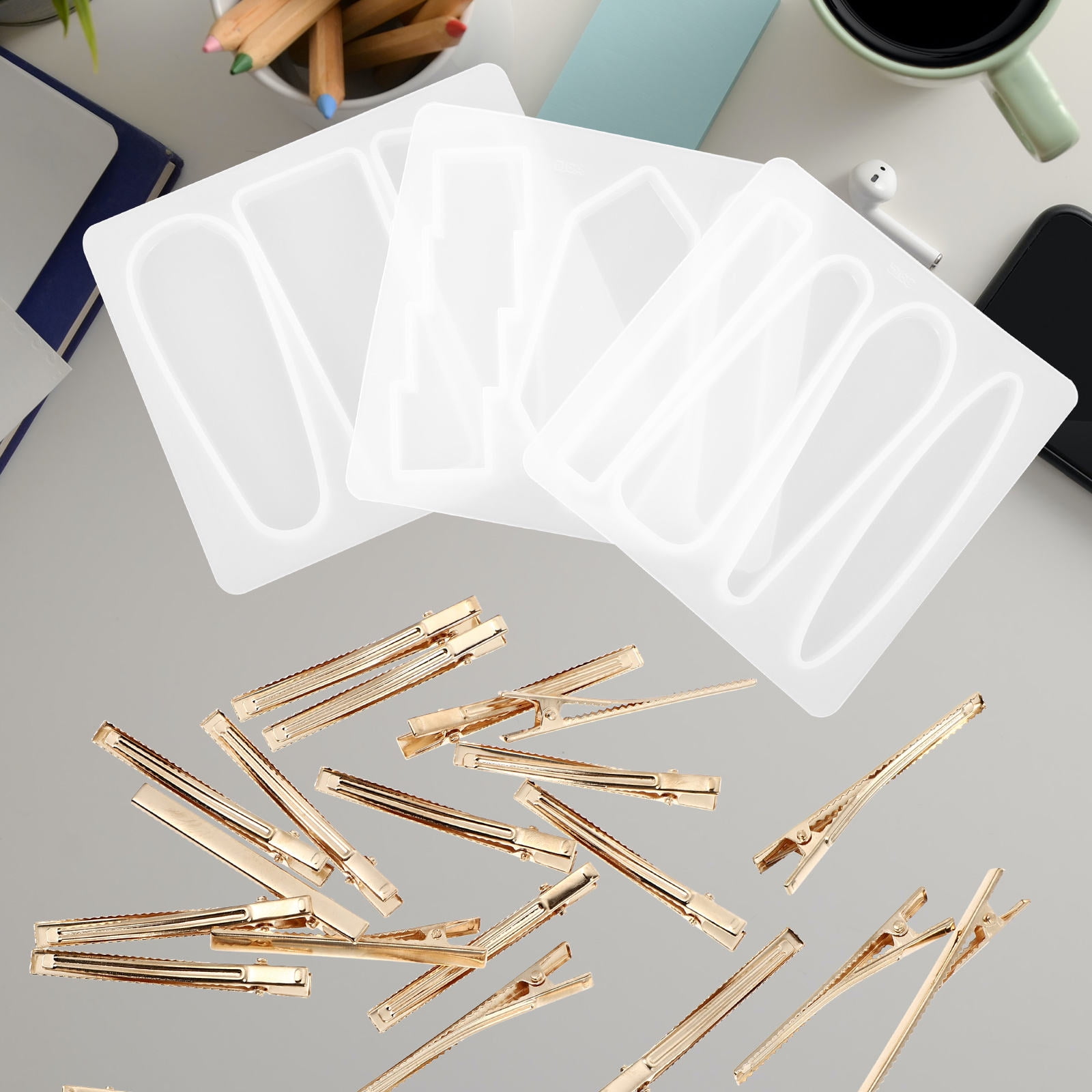 GETAJGHSD 1 Set Silicone Hair Clip Mold Assorted Color Square DIY ...