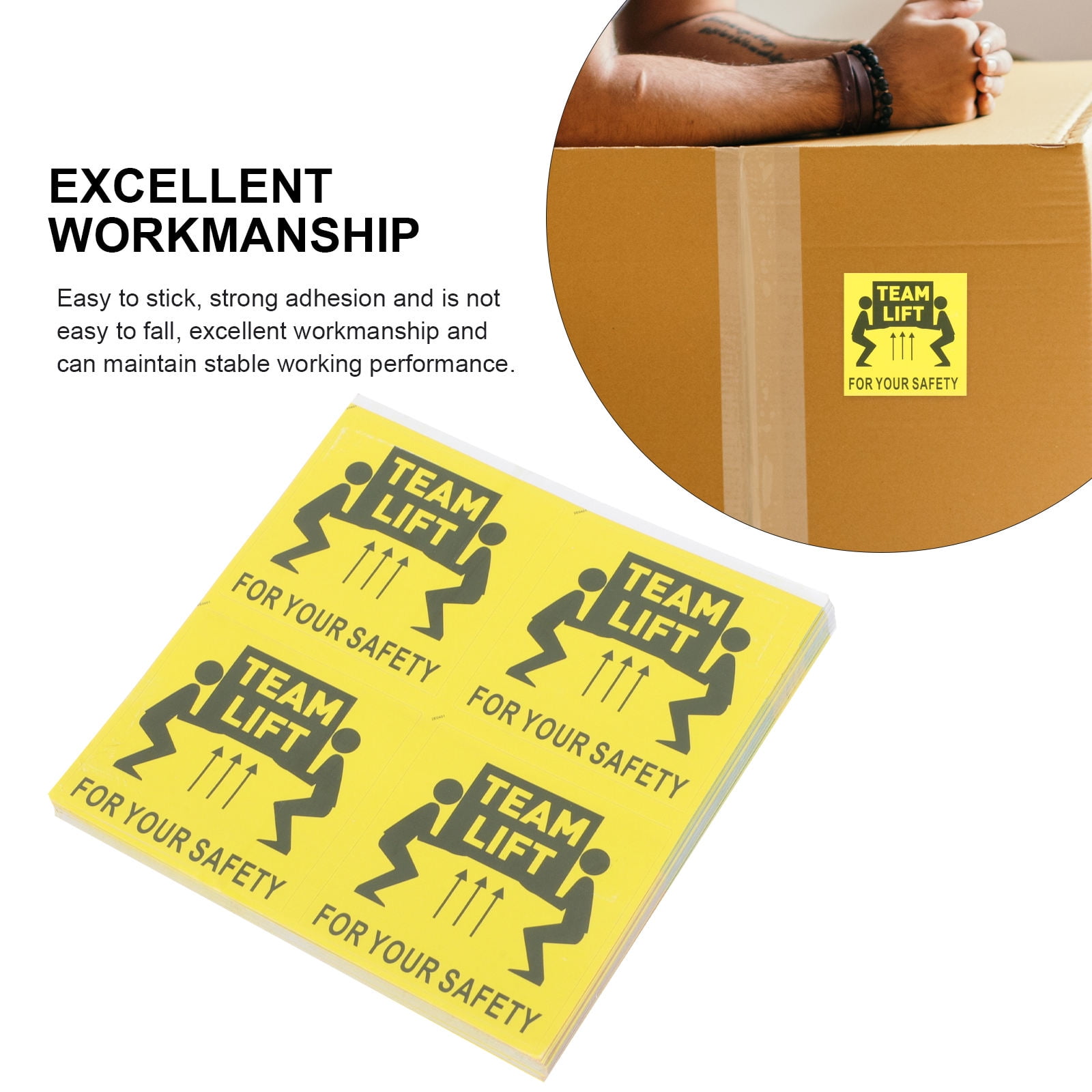 GETAJGHSD 100Pcs Yellow Caution Team Lift Stickers for Strong Adhesion ...