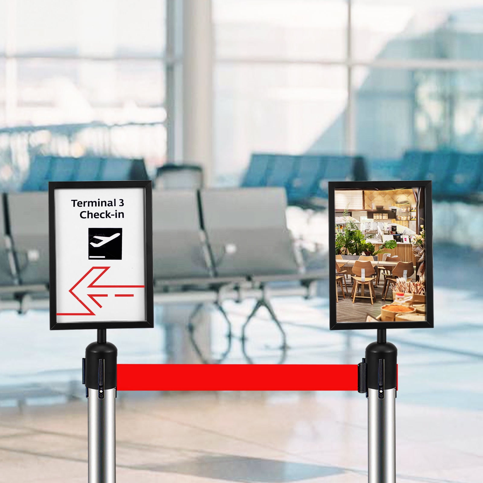 GETAJGHSD 1Pack Commercial Stanchion Top Sign Holder Black Metal Sign ...