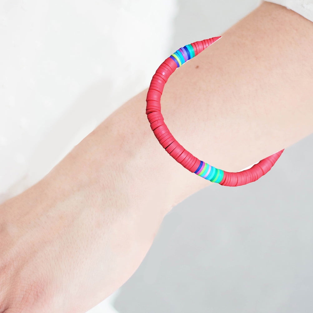 GETAJGHSD 1Pc Red Polymer Clay Bracelet for Couple with Simple Design ...