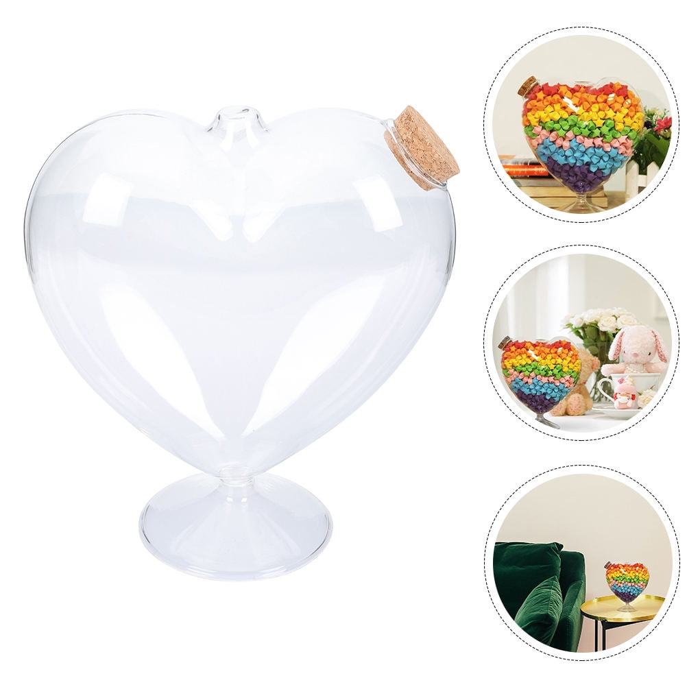 GETAJGHSD Heart Shaped Candy Jar Glass Candy Jar Transparent 1Set 7.5x6 ...