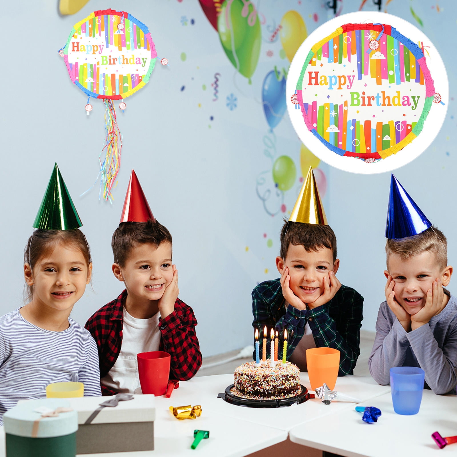 GETAJGHSD 1Pcs Multi-Colored Square Paper Pinata for Birthday Party ...