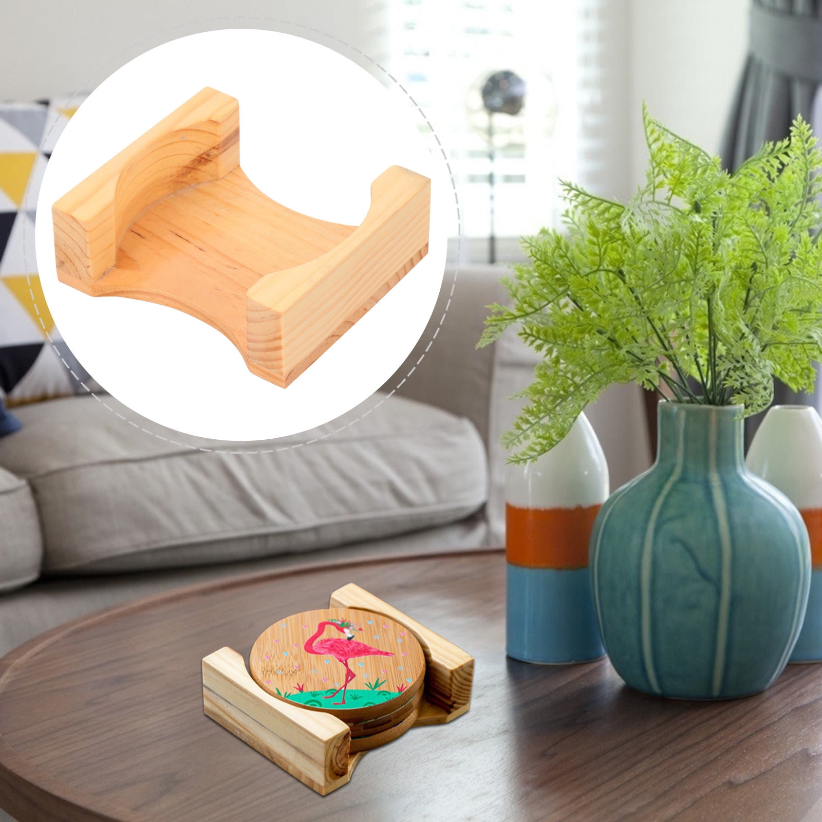 GETAJGHSD 1Set Coaster Holder Bamboo Tea Coffee Mat Rack Simple Design ...