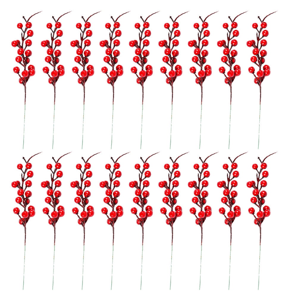 GETAJGHSD 20Pcs Artificial Berry Branches with Realistic Red Foam ...
