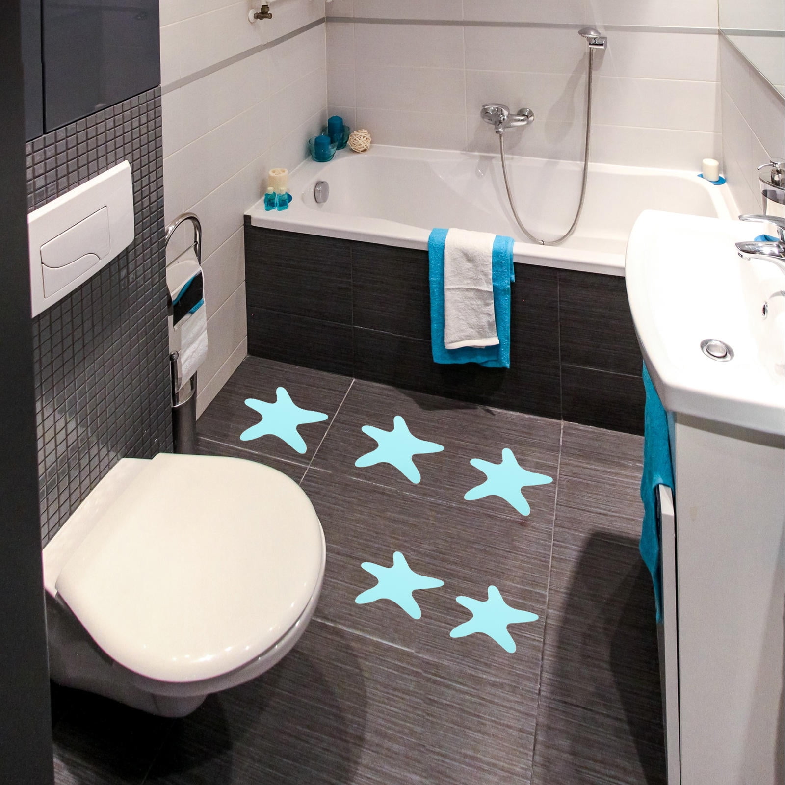 GETAJGHSD 24Pcs Star-shaped Blue PEVA Bathtub Stickers Non-slip For ...