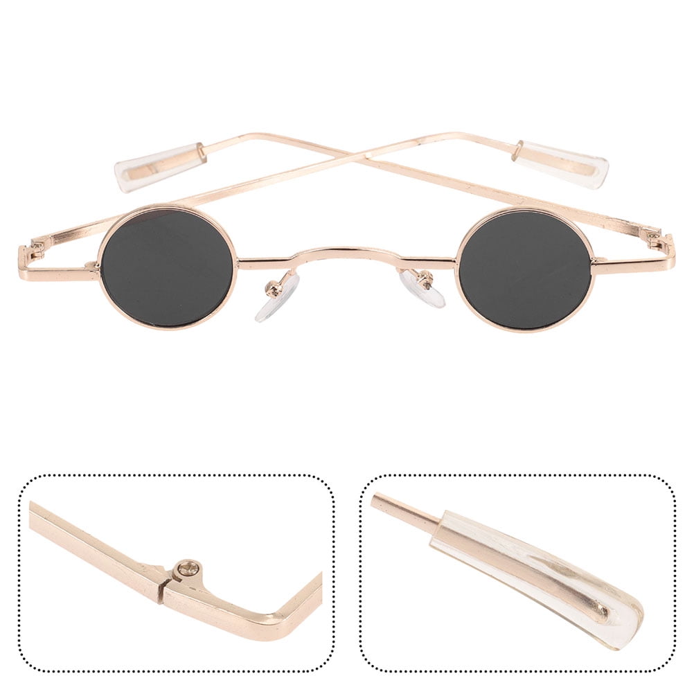 GETAJGHSD 2Pairs Small Round Sunglasses Golden Metal Retro Style For ...