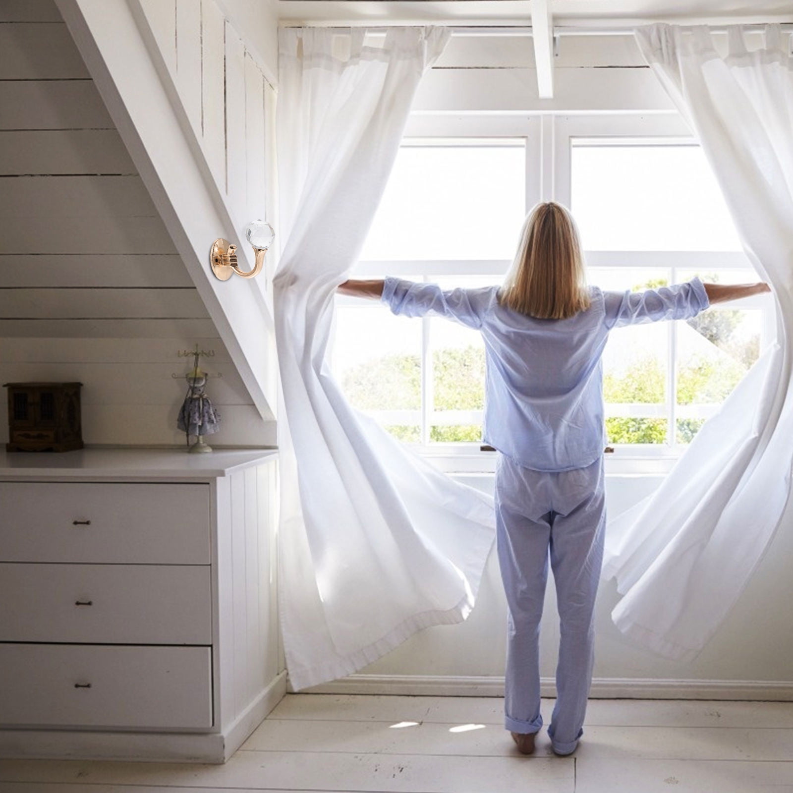 GETAJGHSD 2Pcs Golden Crystal Curtain Hooks Made of Zinc Alloy Rust ...