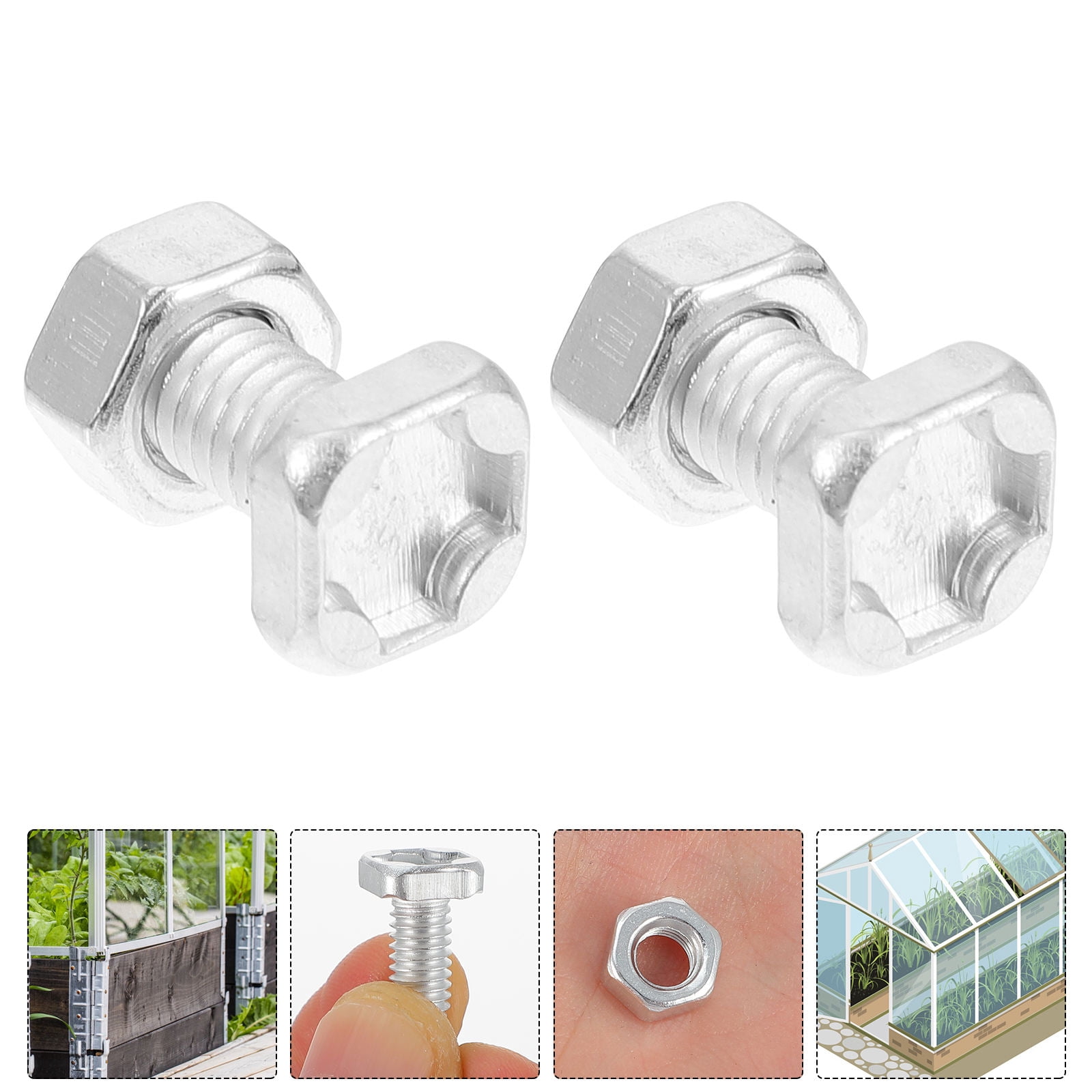 GETAJGHSD 50 Sets Greenhouse Nuts Set Silver Hexagonal Nut and Bolt ...
