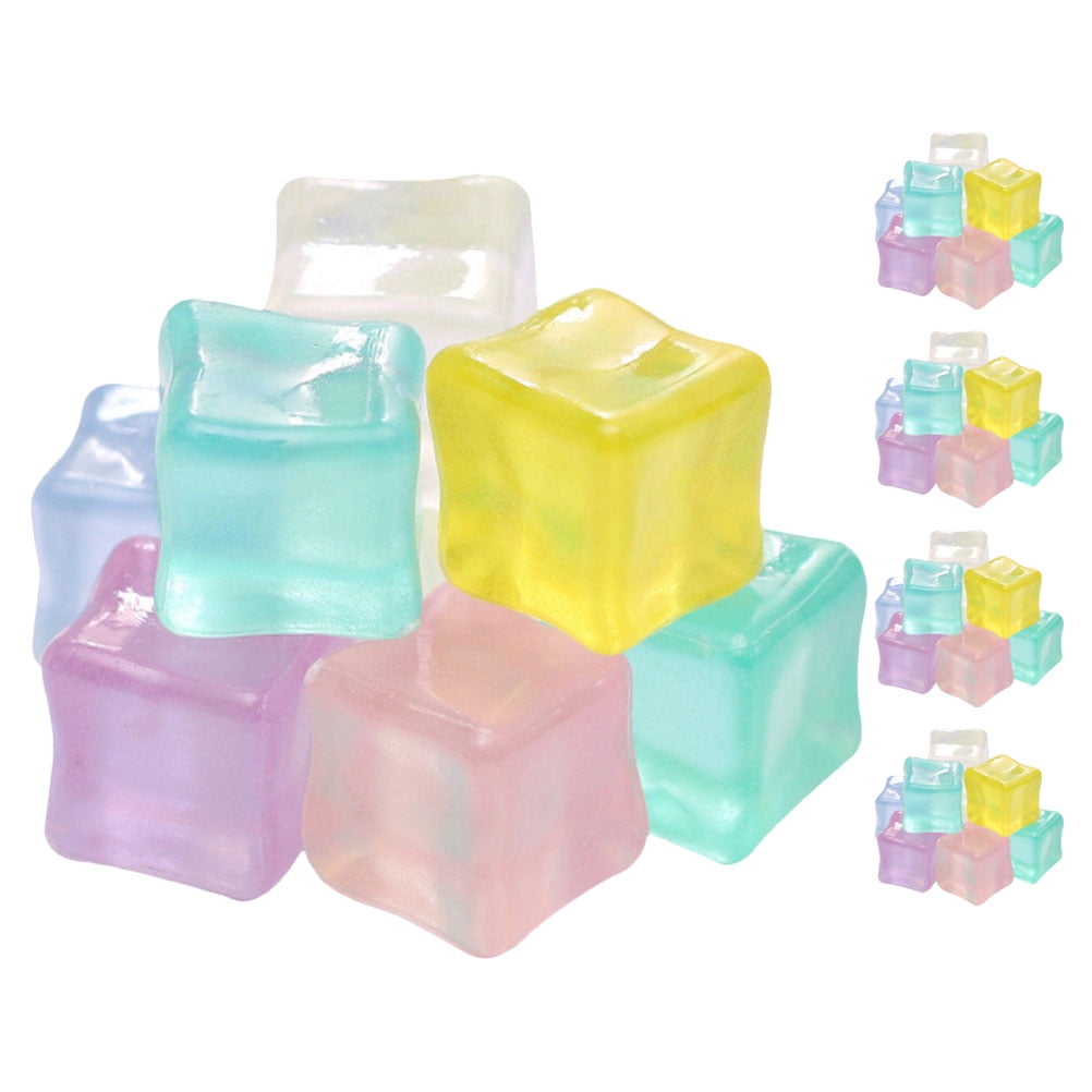 GETAJGHSD 50Pcs Assorted Color Resin Fake Ice Cubes Luminous Decorative ...