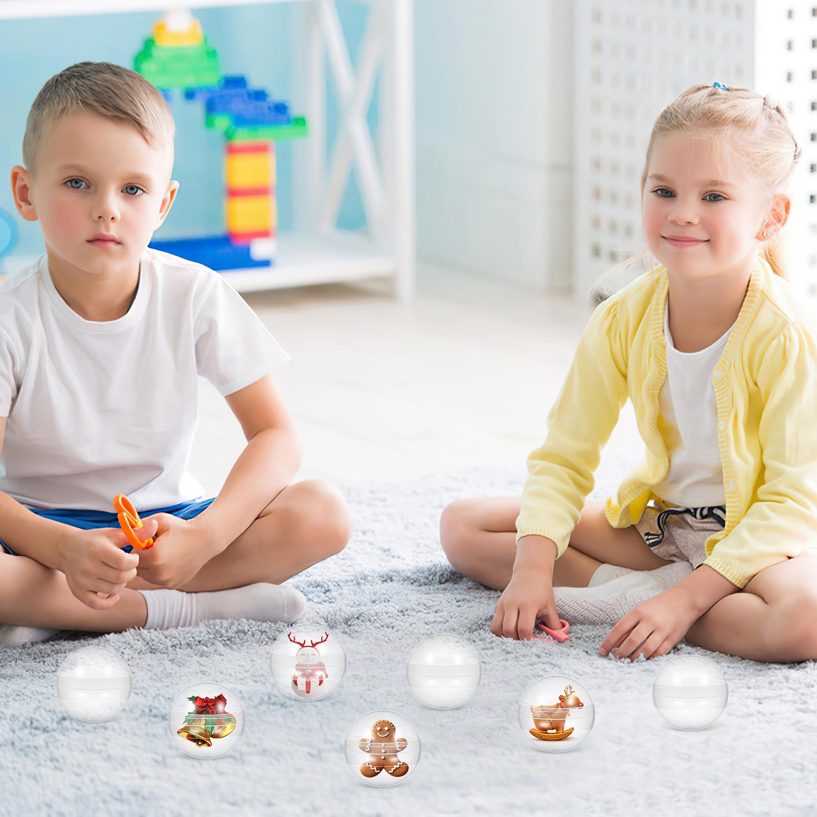 GETAJGHSD 50Set Fillable Balls Transparent Plastic Round Vending ...