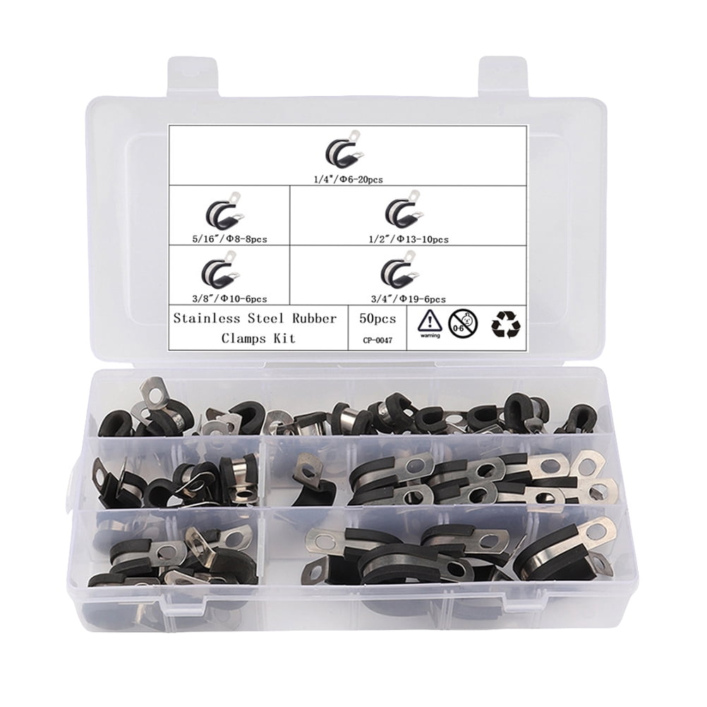 GETAJGHSD 50Pack Small Hose Clamps Stainless Steel Rubber Fixation ...