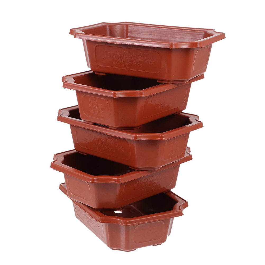 GETAJGHSD 5Pcs Dark Red Plant Pots with Drainage Holes for Gardeners 7 ...