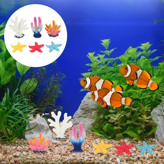 GETAJGHSD 6Pcs Assorted Color Resin Coral Aquarium Decor Safe for Salt ...