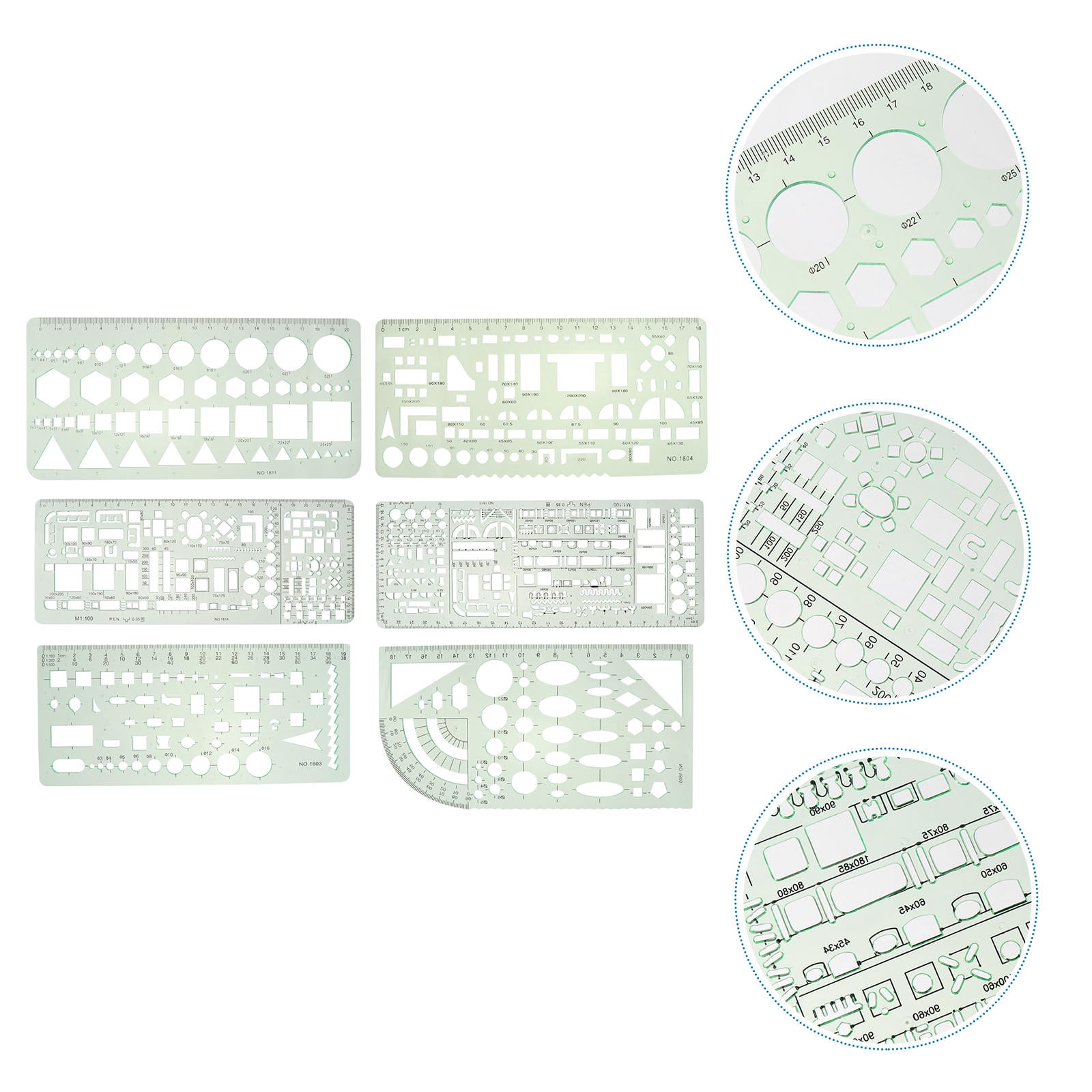 GETAJGHSD 6Pcs Green Plastic Ruler for Fractional Measurement and ...