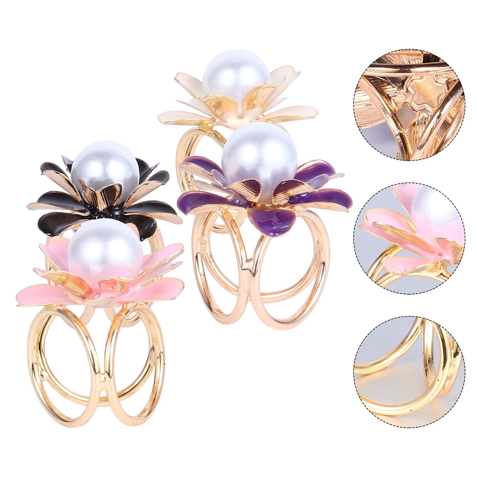 GETAJGHSD Assorted Color Zinc Alloy Scarf Slide Buckle with Flower ...