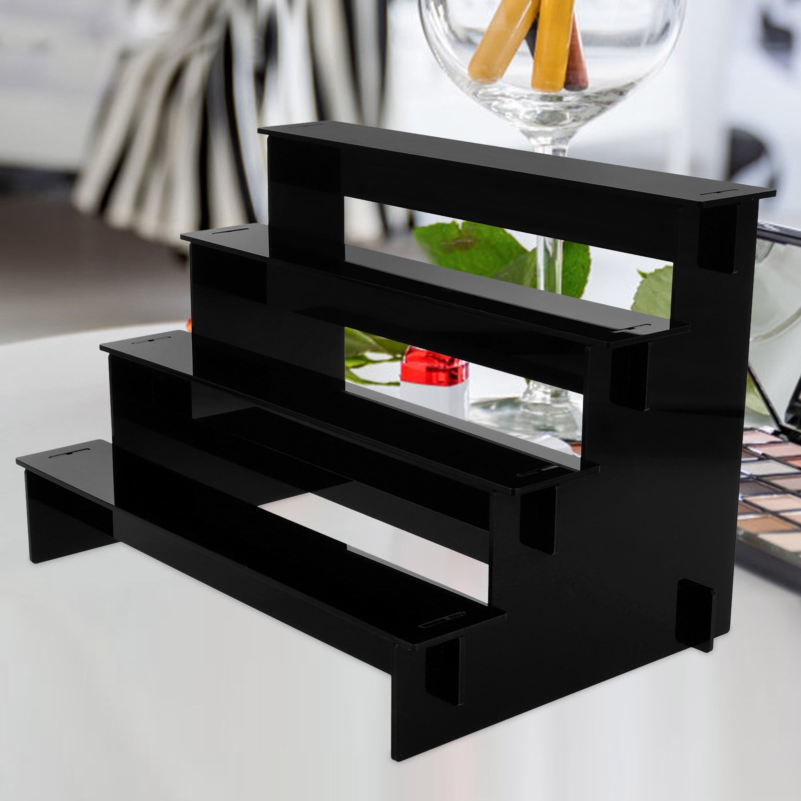 GETAJGHSD Black Acrylic Tiered Display Shelf for Perfume Skincare and ...