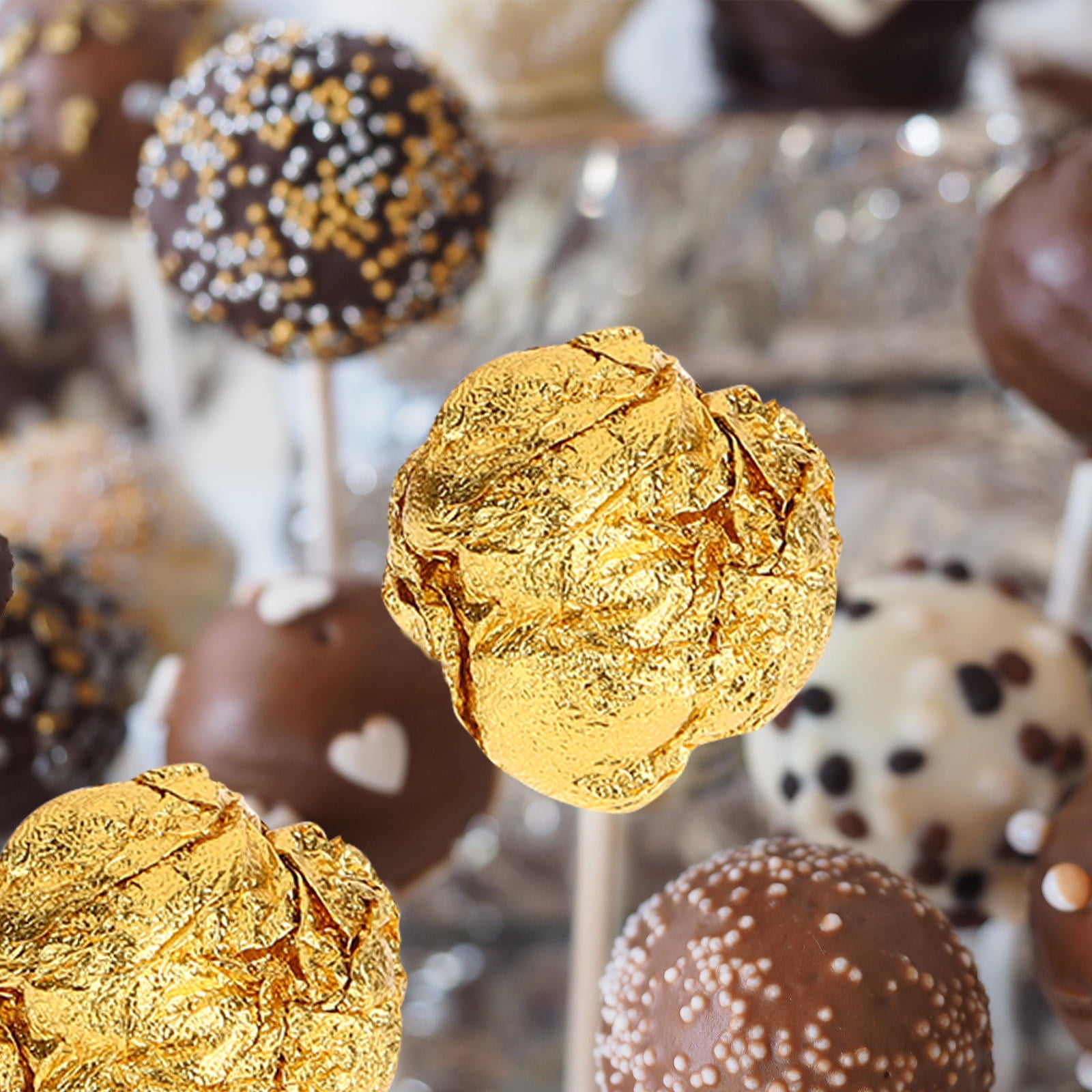 GETAJGHSD Golden Square Candy Wrappers for Chocolate and Nougat 12x4 ...