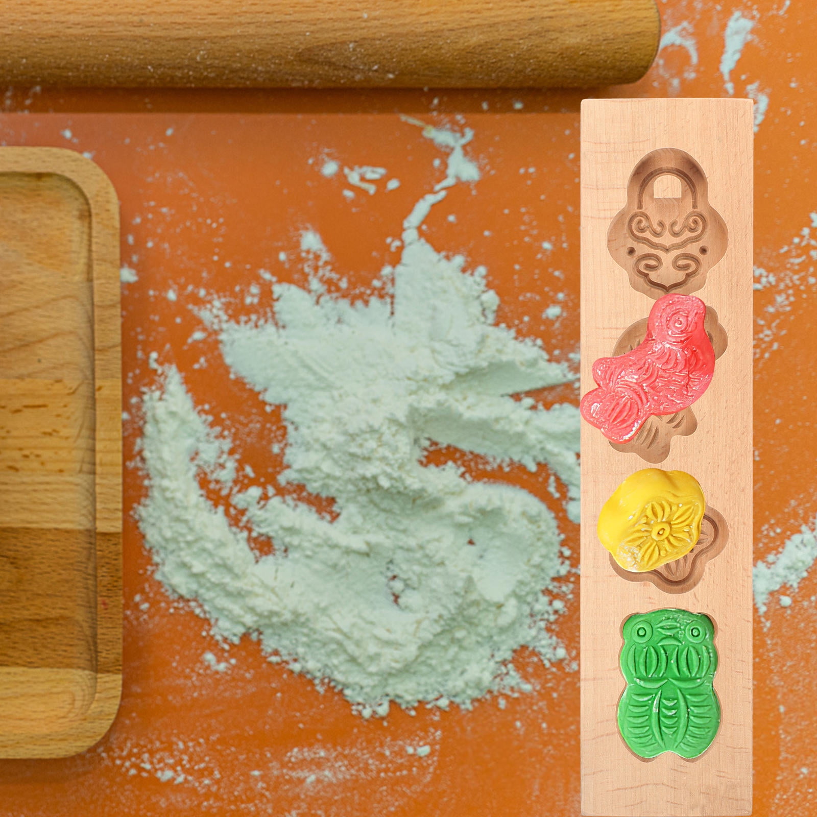 GETAJGHSD Handmade Wooden Cookie Mold Light Brown Baking Moon Cake Tool ...