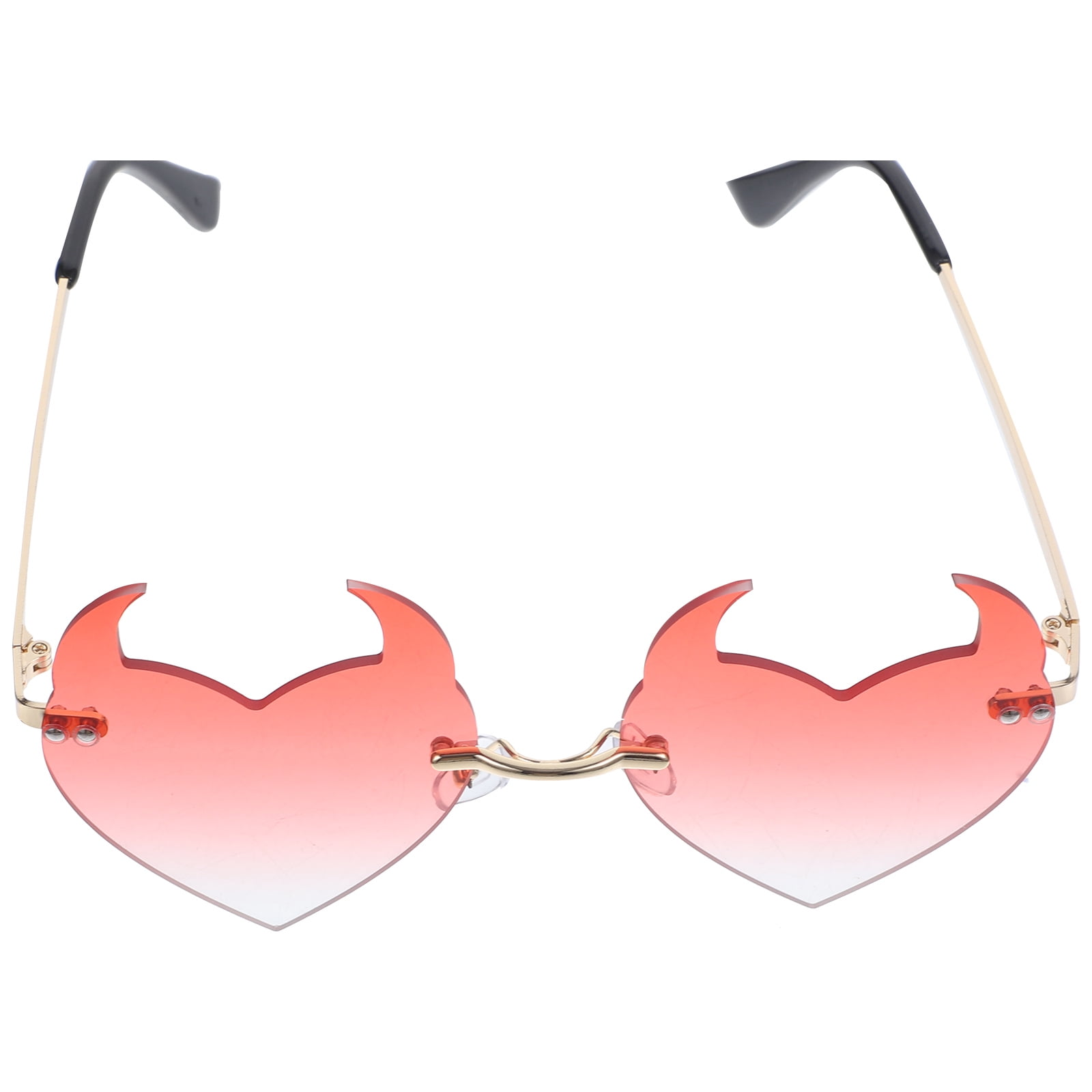 GETAJGHSD Heart Sunglasses Rimless Horn Design Watermelon Red ...