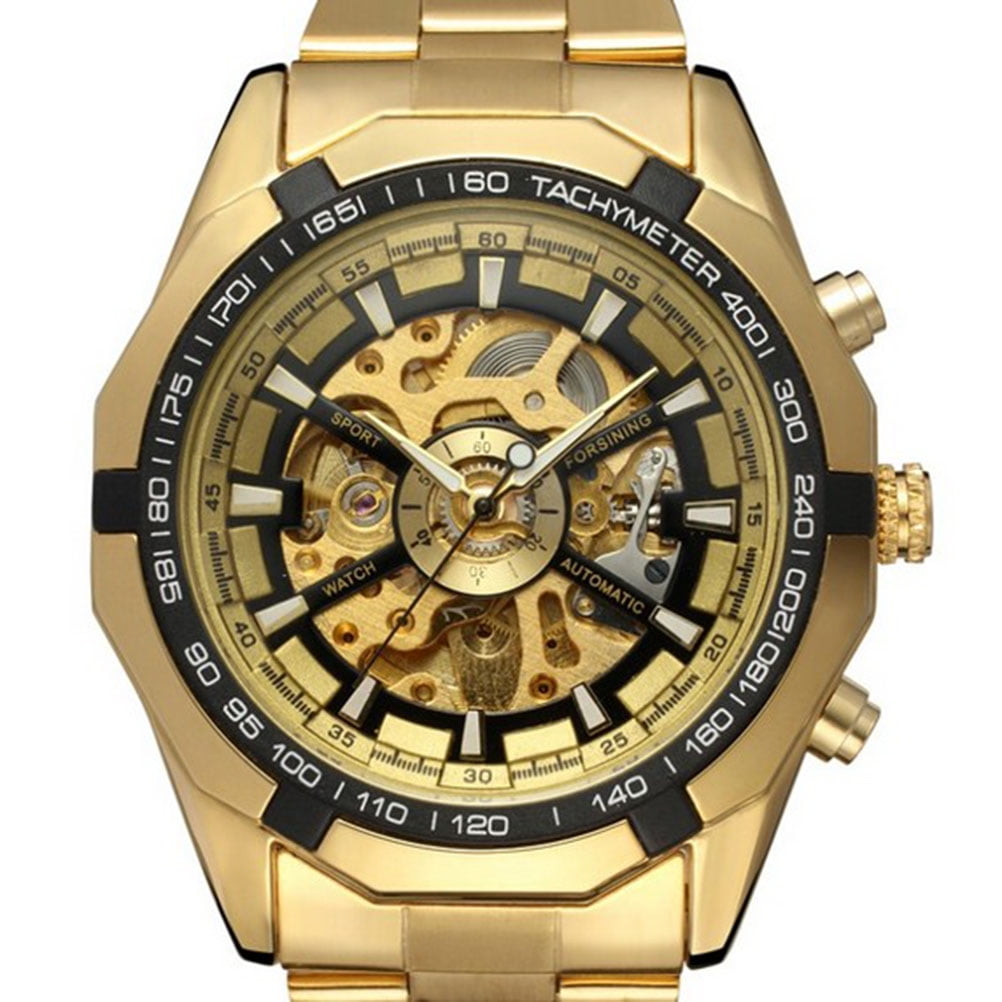 GETAJGHSD Mens Mechanical Wrist Watch in Golden for Daily Wear in ...
